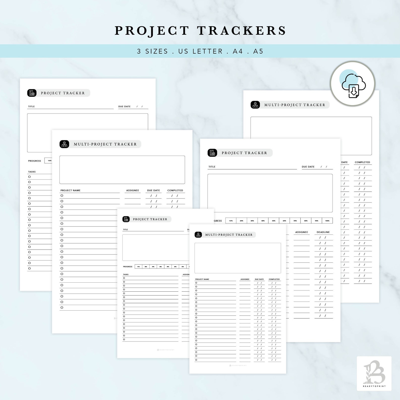 Printable Project Trackers Template, Single Project, Multiple Projects ...