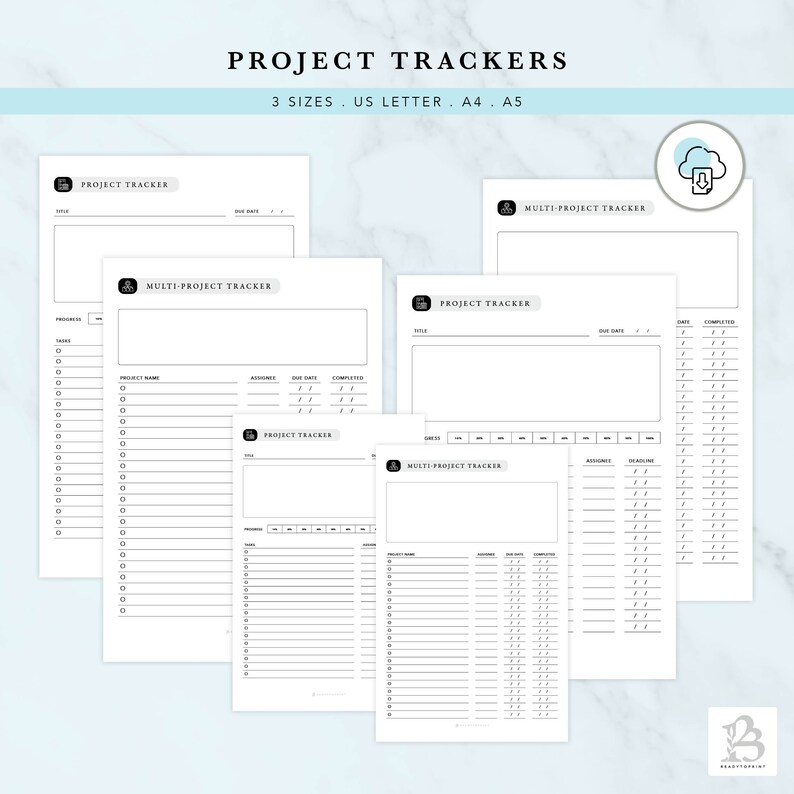 Printable Project Trackers Template, Single Project, Multiple Projects ...