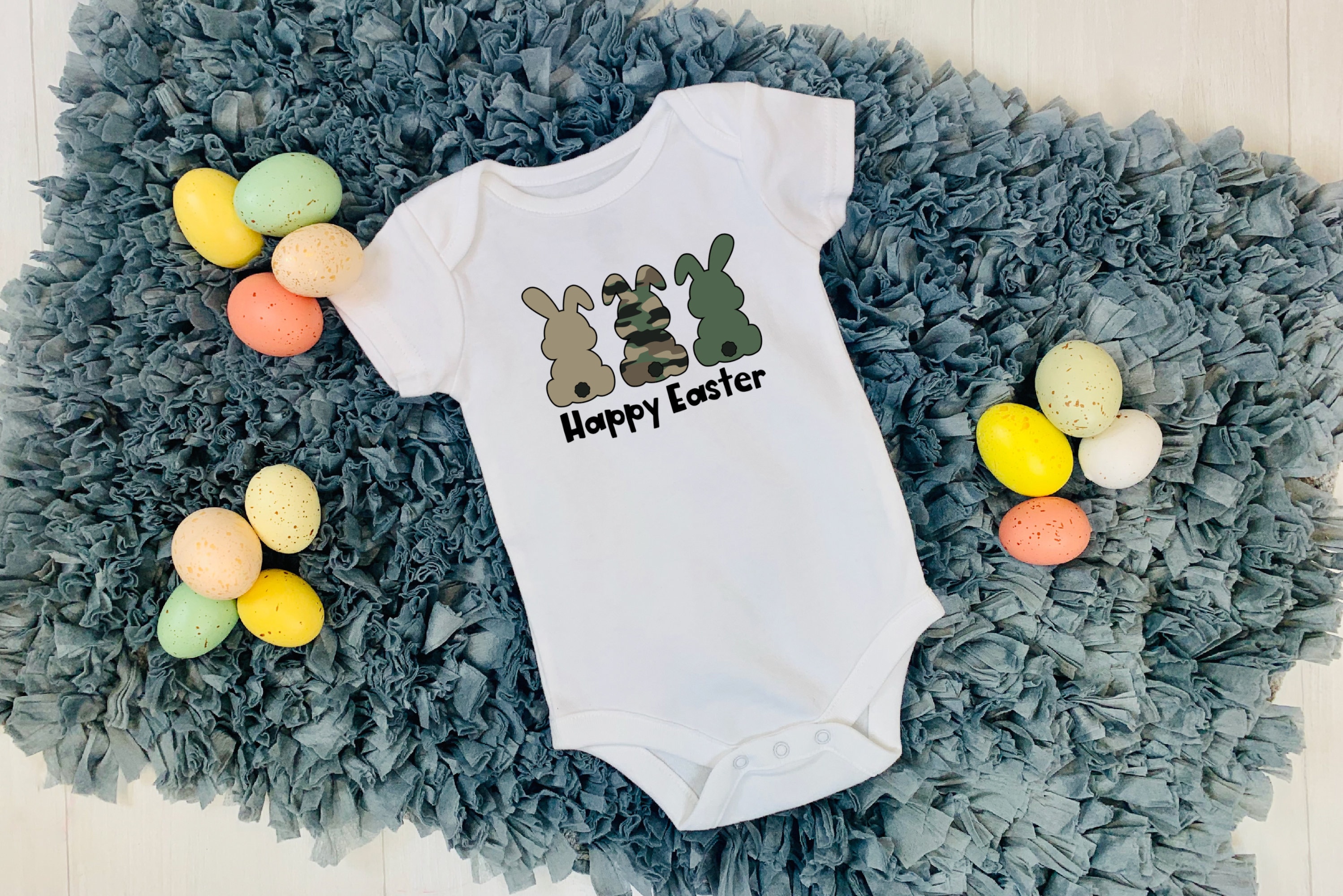 Three Easter Bunny Camouflage PNG File, Happy Easter Sublimation Design ...