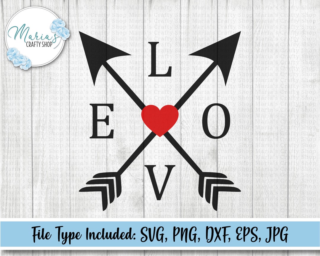 Love Heart Arrows SVG Cut File, Valentine's Day Clip Art, Digital ...