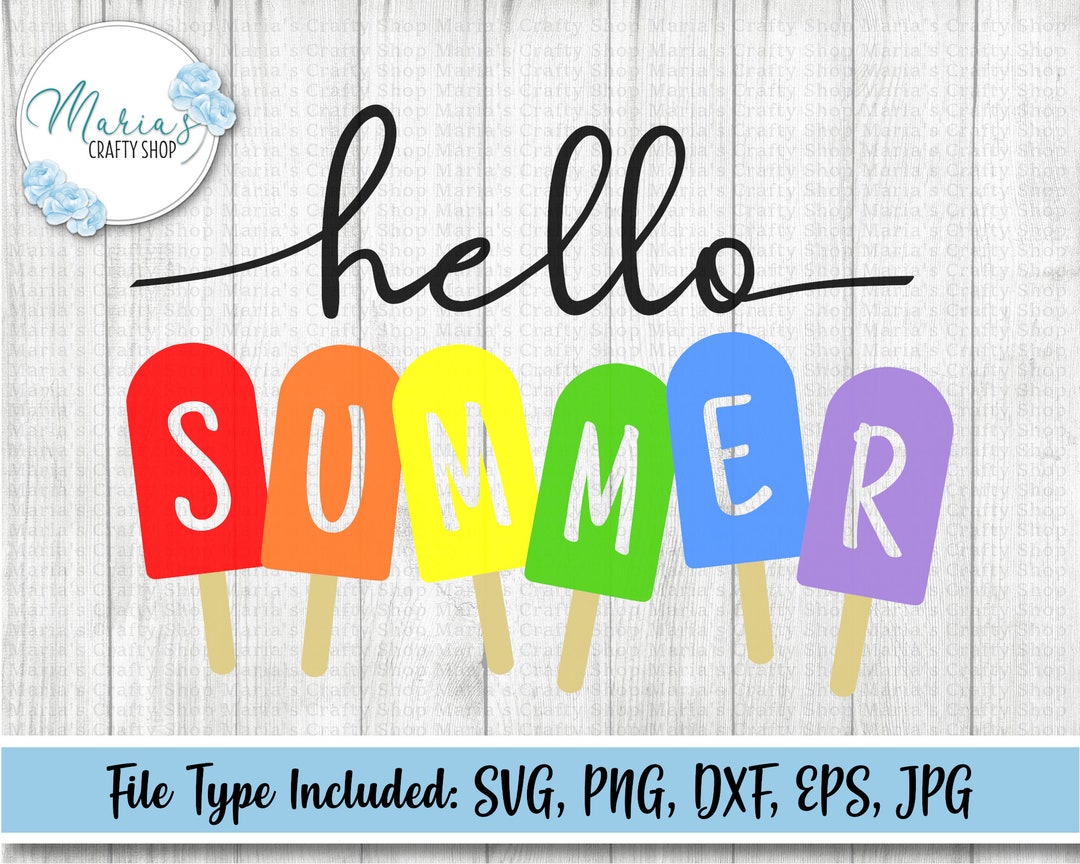 Hello Summer Popsicle Svg Design, Summer Sign Svg, Popsicle Png File ...