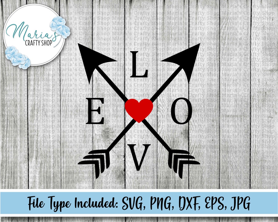 Love With Arrows Svg Heart Svg Valentine's Day SVG - Etsy