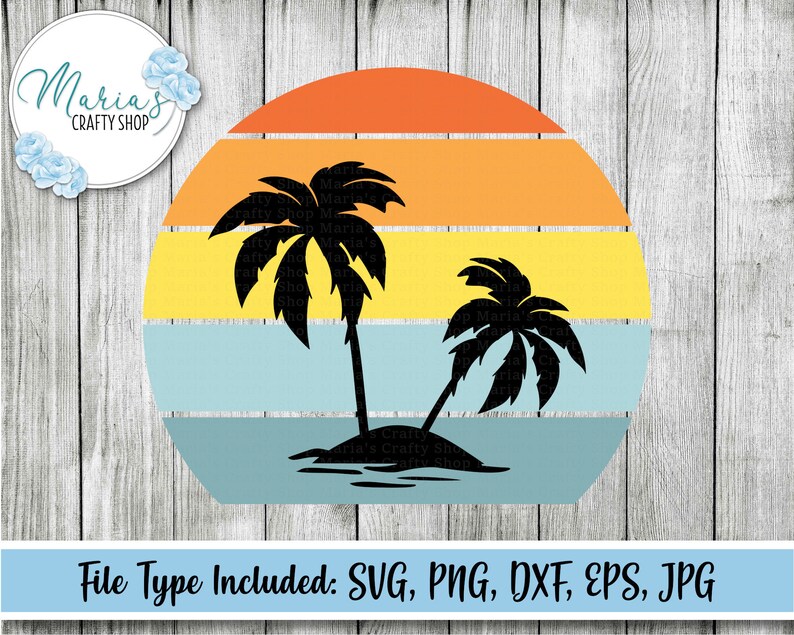 Retro Sunset Svg Palm Tree SVG Tropical Svg Beach Svg - Etsy