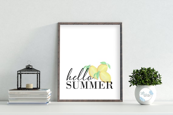 Hello Summer Printable Wall Art Lemon Print Lemon Decor - Etsy