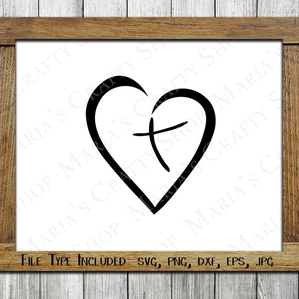 Cross Heart Svg - Etsy
