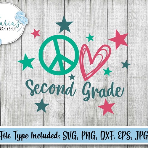 Peace Love Second Grade SVG PNG Teacher Shirt Retro Wavy - Etsy