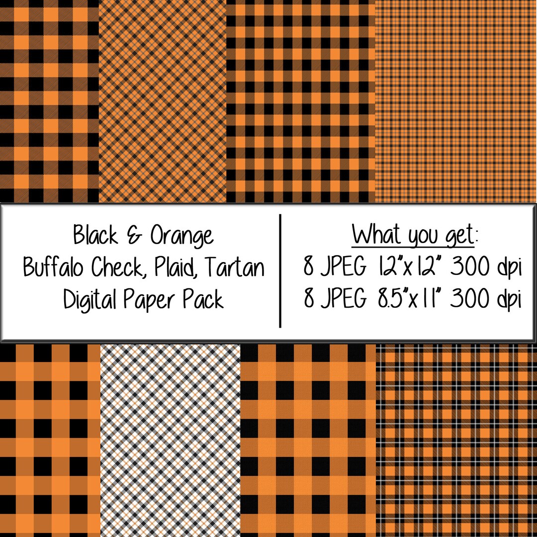 Black and Orange Plaid Digital Paper Pack (instant Download) - Etsy