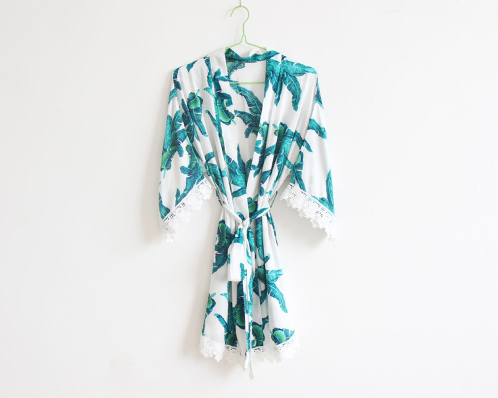 Bridal Party Robes Palm Leaf Bridesmaid Robes Black Women Kimono Robe ...