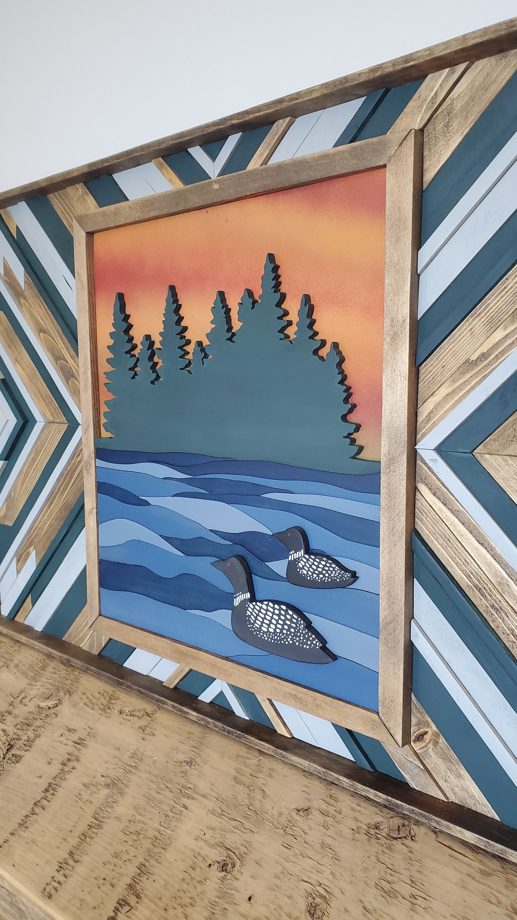 3d Lake Art, Wood Wall Art, Wood Mosaic, Scroll Saw Art, - Etsy