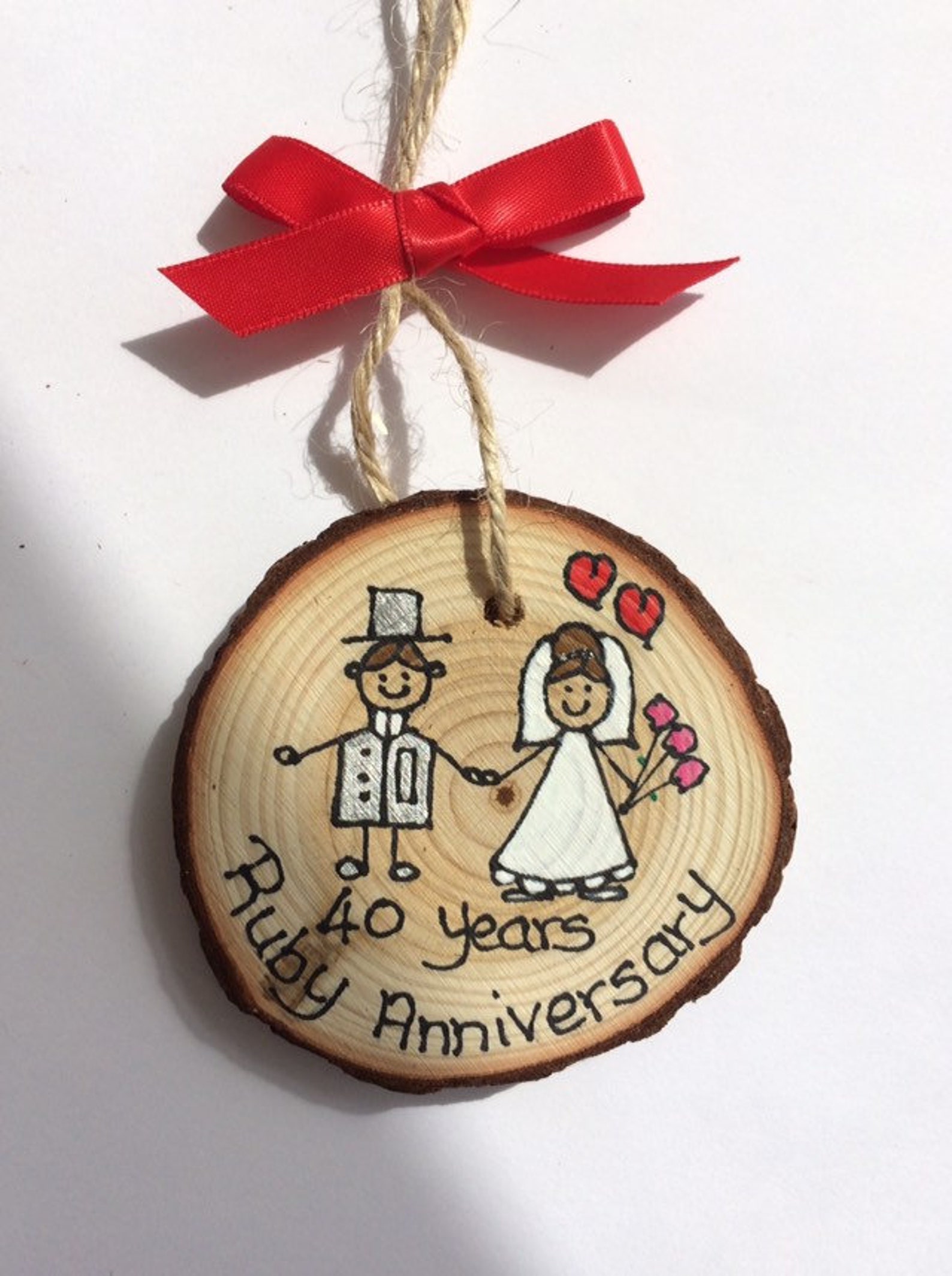 Handmade Ruby Anniversary Wooden Plaque | Etsy