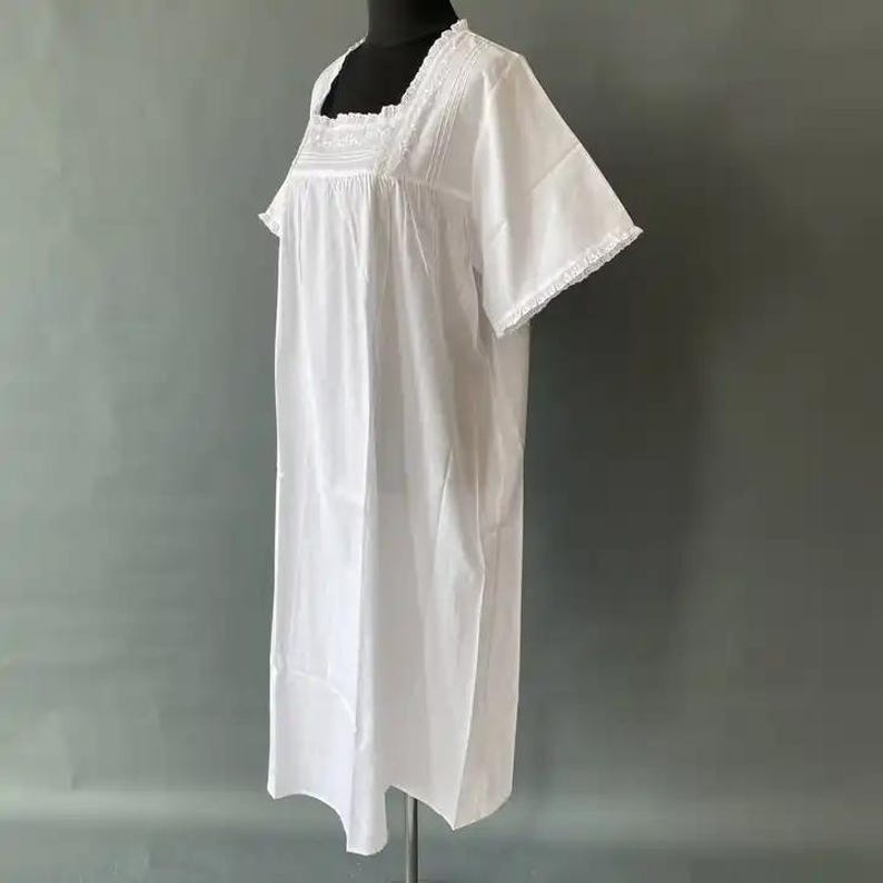 Embroidered Cotton Nightgown Lingerie Sleepwear Embroidery Night Gown ...