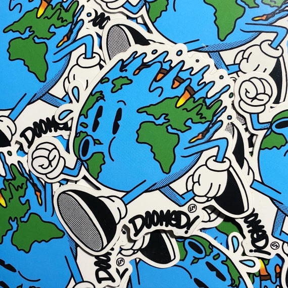Doomed Earth Vinyl Waterproof Sticker | Etsy