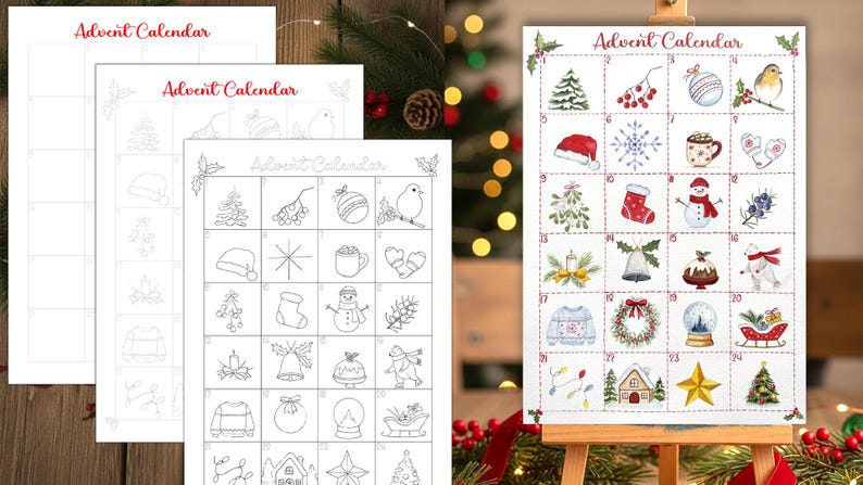 Watercolor Advent Calendar | Paint Your Own Christmas Countdown ...