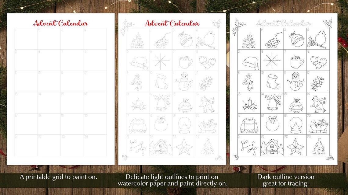 Watercolor Advent Calendar | Paint Your Own Christmas Countdown ...