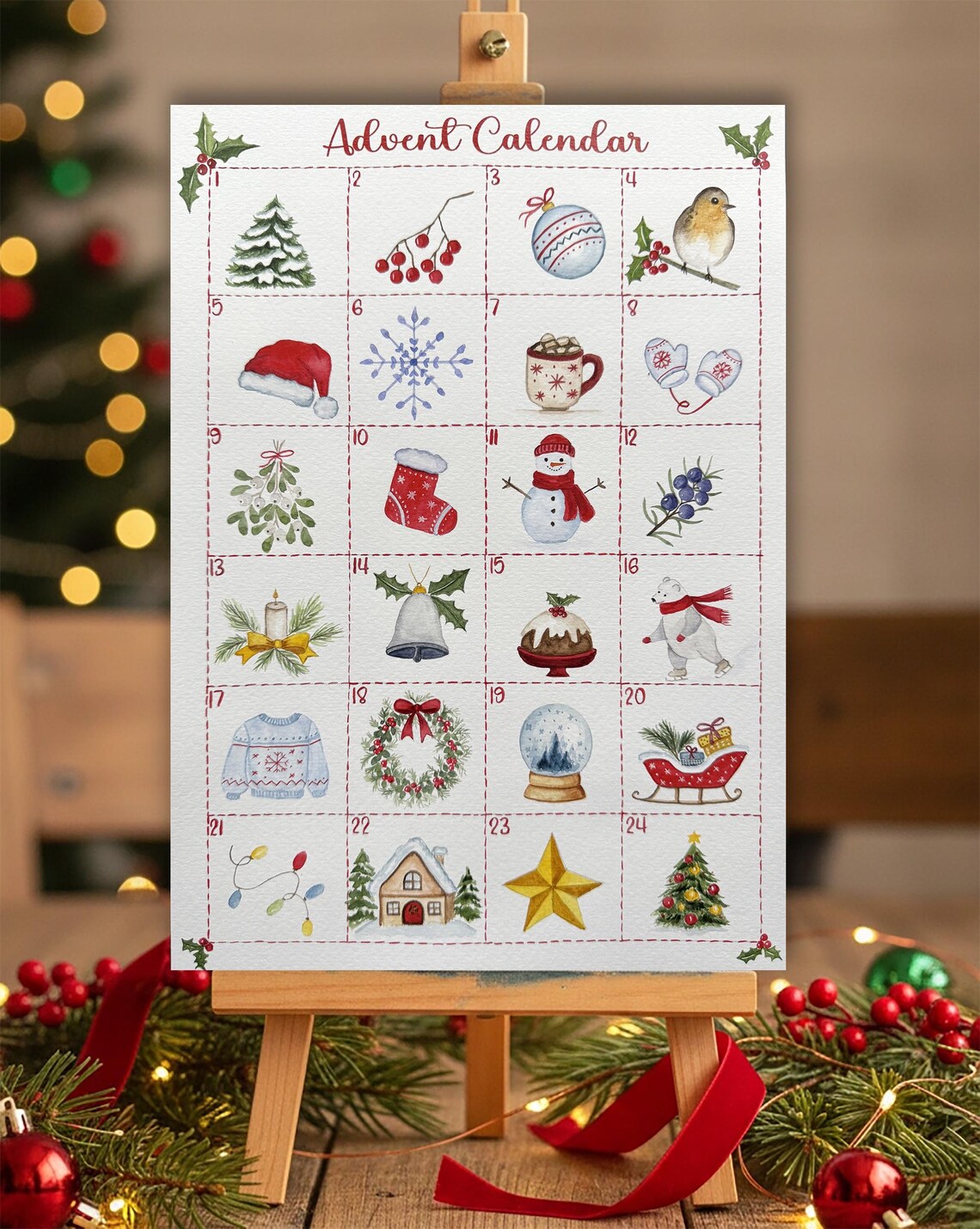 Watercolor Advent Calendar | Paint Your Own Christmas Countdown ...