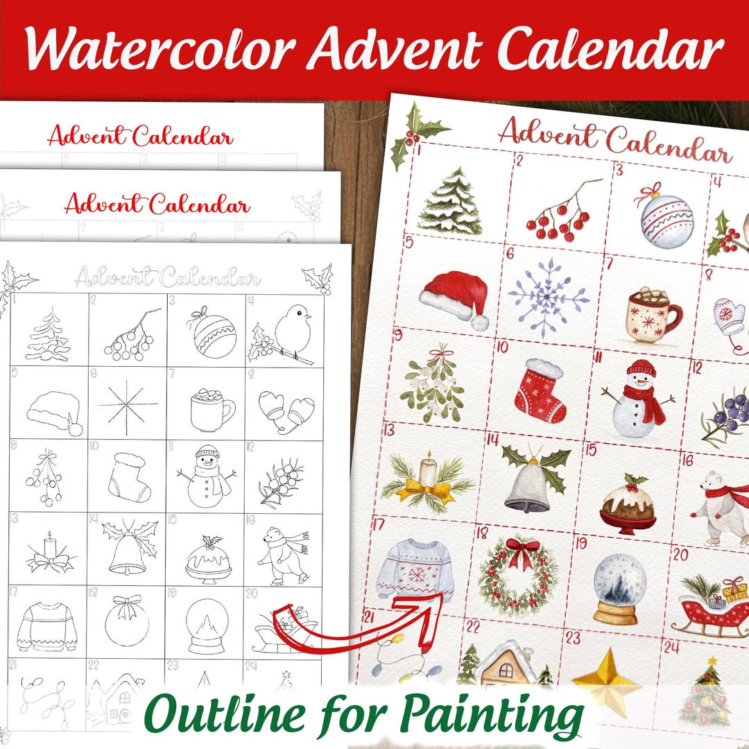 Watercolor Advent Calendar | Paint Your Own Christmas Countdown ...