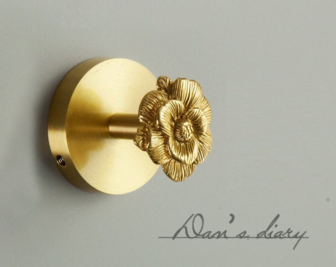 Flower Wall Hook - Painted Cast Iron Flower Wall Hook, Coat Hook, Towel ...