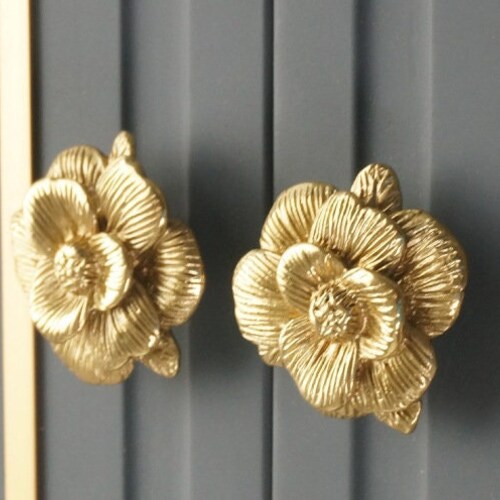 Flower Brass Knobs Kitchen Pulls and Knobs Cabinet Handles - Etsy