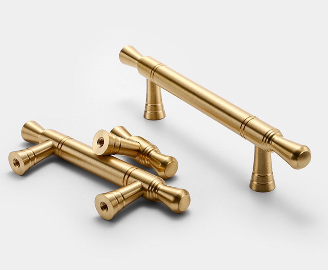 Vintage Brass Modern Handles, Antique Brass T Bar Solid Brass Handles ...