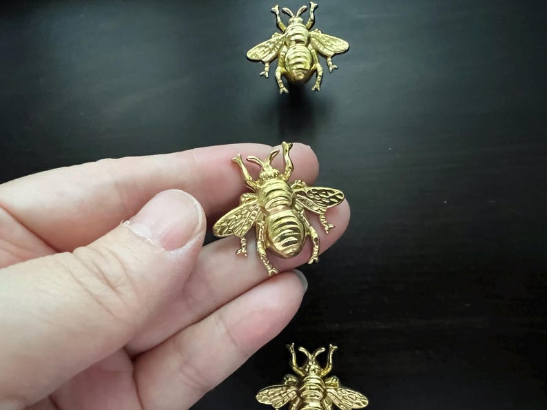Solid Brass Bee Drawer Knob: Animal Cabinet Pull Handle - Etsy