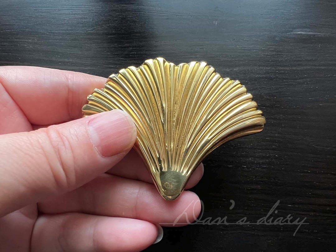 Solid Brass Leaf Knobs Cabinet Pull Knobs Gold Leaves Dresser Knob Pull ...