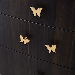 Modern Brass Butterfly Knobs Pulls Dresser Knob Pull Handles Gold Drawer Knob Pull Girls Room ...