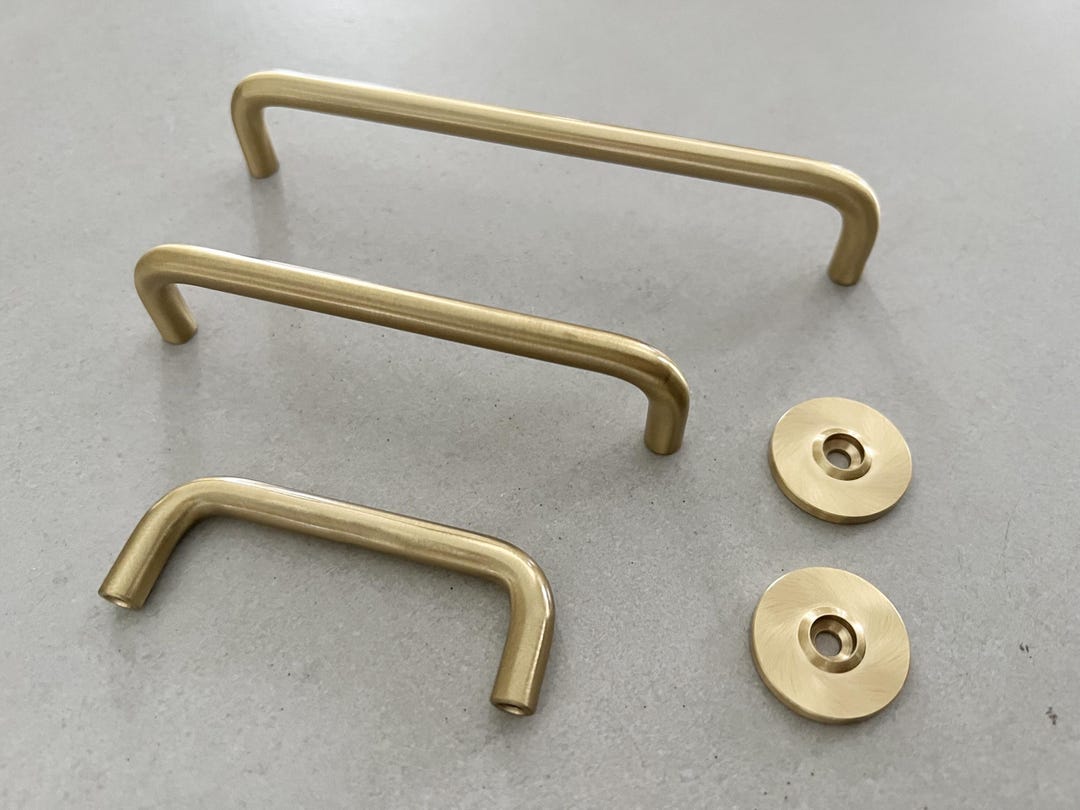 Brushed Brass Drawer Pull: Modern Cabinet Door Handle - Gold Hardware ...
