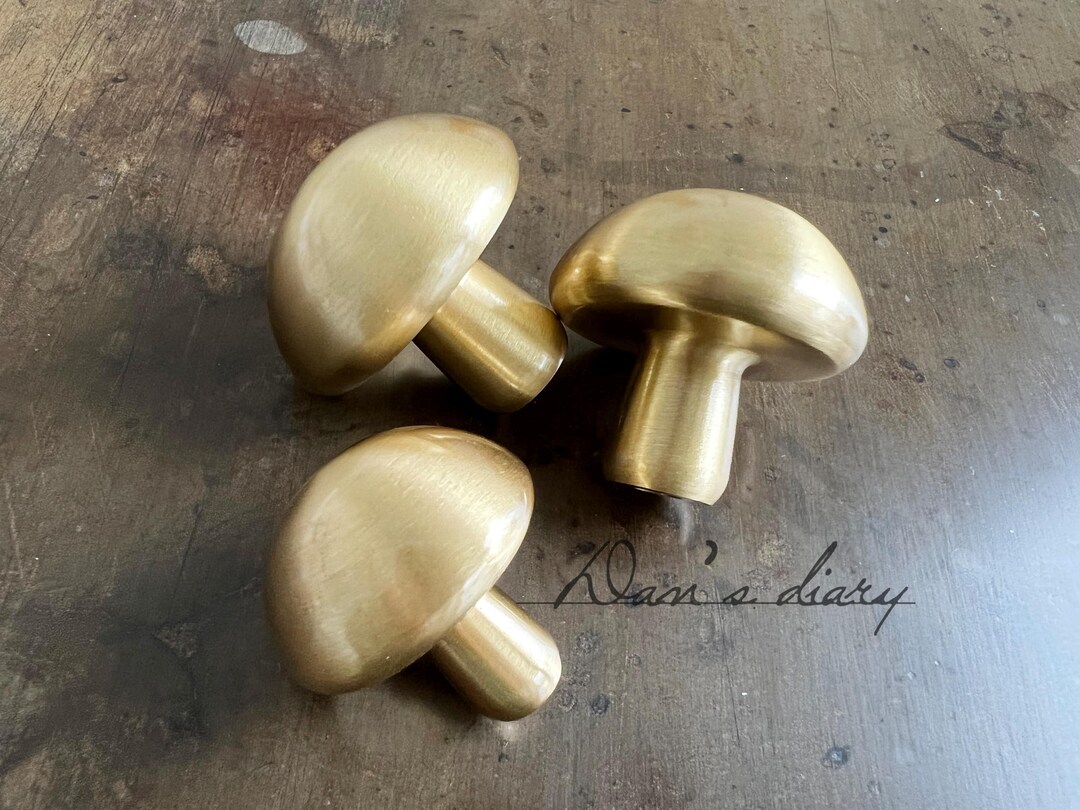 Mushroom Brass Drawer Knob: Cabinet Handle, Dresser Pull - Etsy