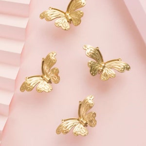Brass Butterfly Knobs Modern Gold Knobs Decor Dresser Knobs Pulls Child Gift Drawer Knob Kitchen ...
