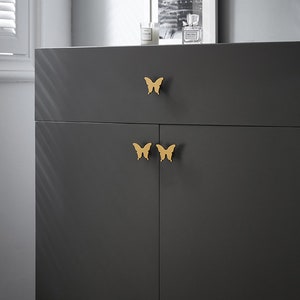 Modern Brass Butterfly Knobs Pulls Dresser Knob Pull Handles Gold Drawer Knob Pull Girls Room ...