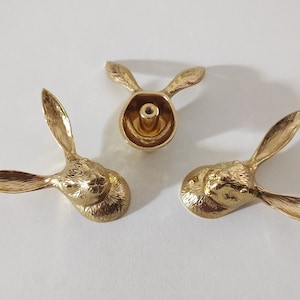 Brass Rabbit Knobs Modern Gold Knobs Decor Dresser Knobs Pulls Child Gift Drawer Knob Kitchen ...