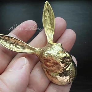 Brass Rabbit Knobs Modern Gold Knobs Decor Dresser Knobs Pulls Child Gift Drawer Knob Kitchen ...