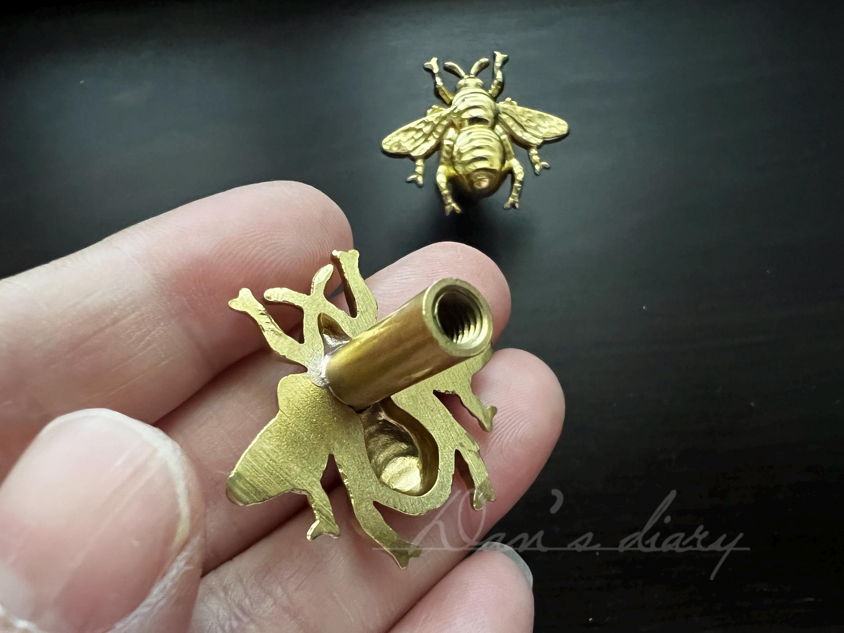 Solid Brass Bee Drawer Knob: Animal Cabinet Pull Handle - Etsy