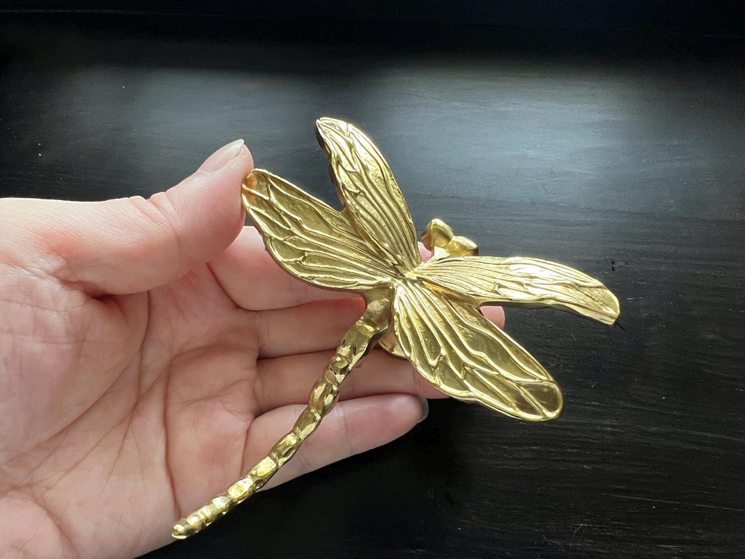 Solid Brass Dragonfly Knobs Drawer Knobs Pulls Kitchen Cabinet Pulls Handle Exquisite Dresser ...