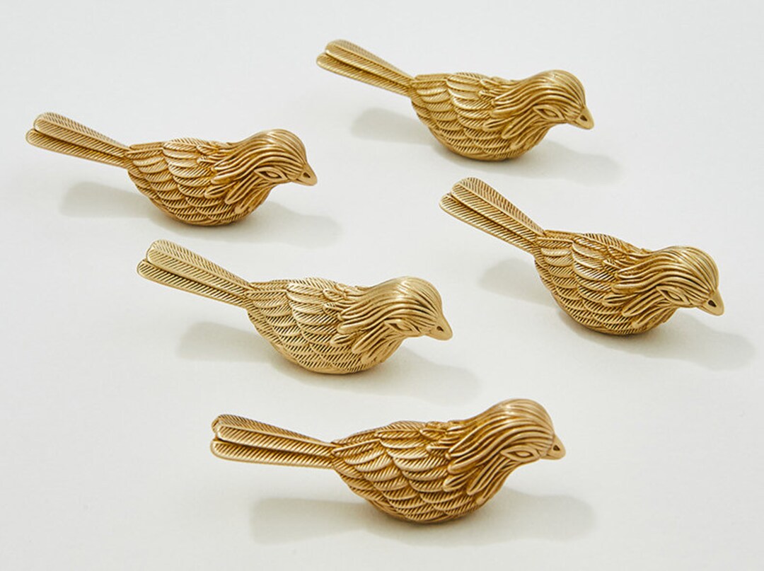 Solid Brass Drawer Knobs Pulls Bird Dresser Knobs Kitchen Cabinet Pulls Handle Door Knob Ring ...