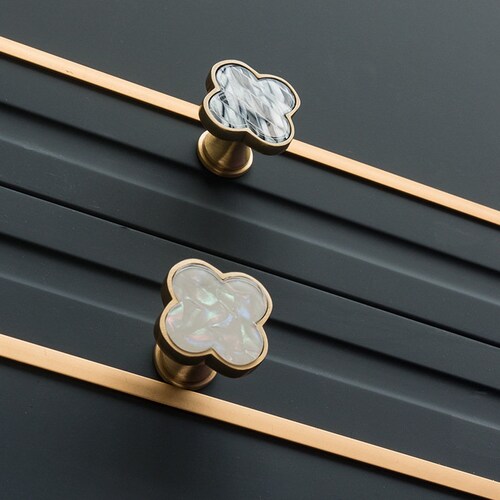 Colorful Clover Brass Knobs Pulls Modern Wardrobe Pull Drawer - Etsy