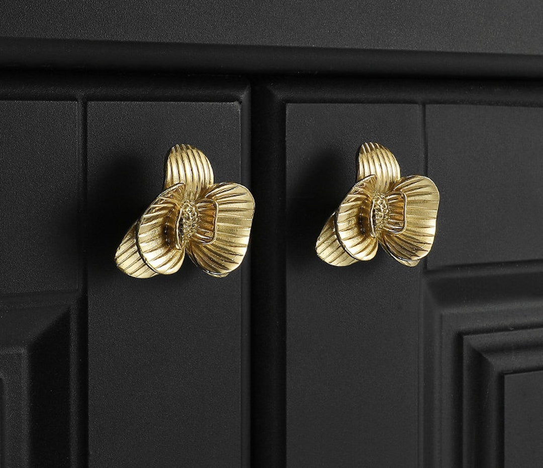 Flower Brass Knobs Kitchen Pulls and Knobs Cabinet Handles Knobs Nordic Style Drawer Knobs Pulls ...