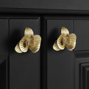 Flower Brass Knobs Kitchen Pulls and Knobs Cabinet Handles Knobs Nordic Style Drawer Knobs Pulls ...