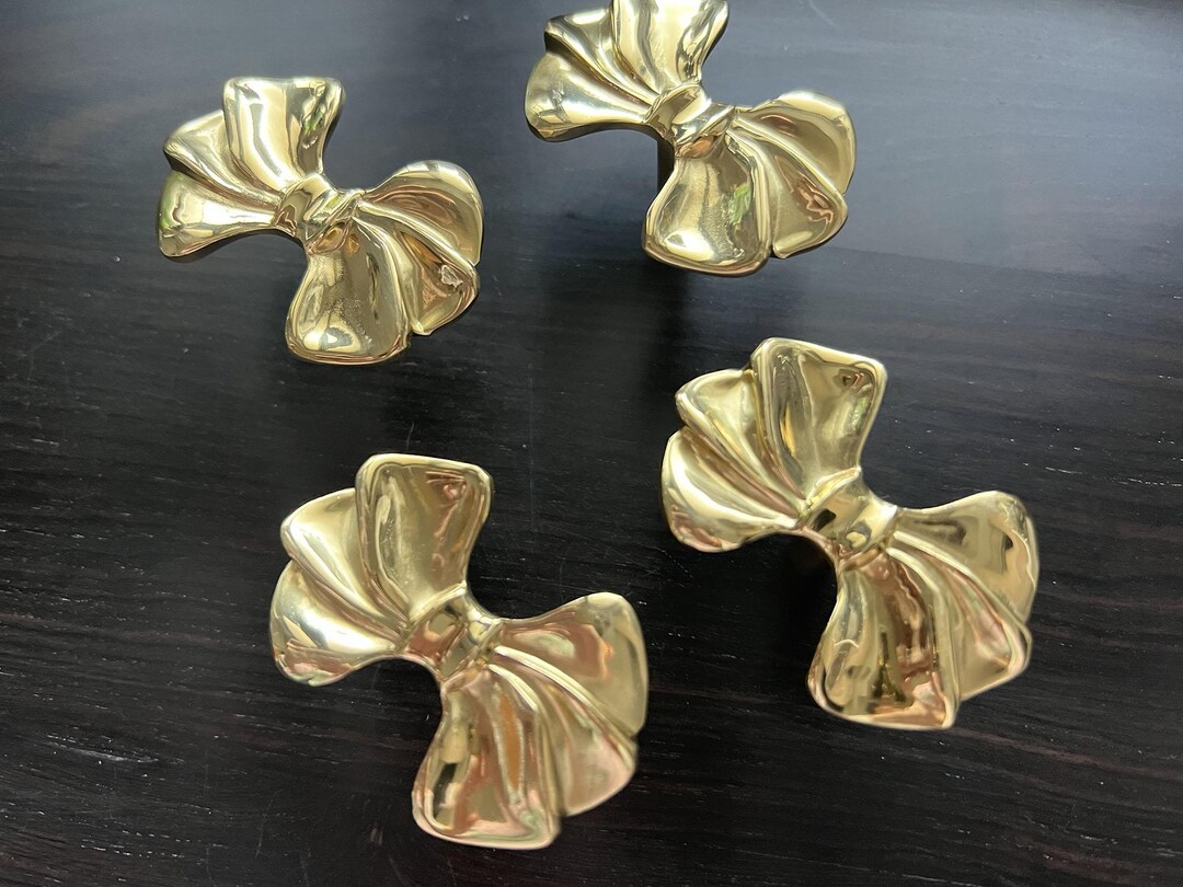 Modern Brass Bow Knobs Pulls Dresser Knob Pull Handles Gold Drawer Knob ...