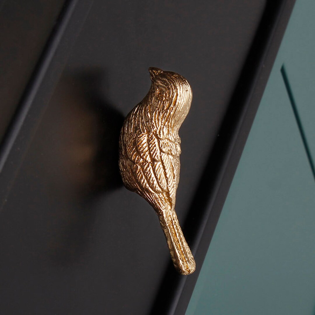 Solid Brass Drawer Knobs Pulls Bird Dresser Knobs Kitchen Cabinet Pulls Handle Door Knob Ring ...