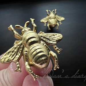 Solid Brass Bee Drawer Knob: Animal Cabinet Pull Handle - Etsy