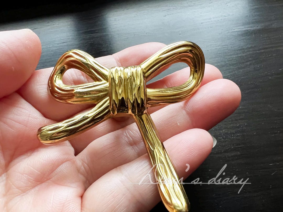 Solid Brass Bow Knob: Gold Dresser Drawer Pull - Etsy