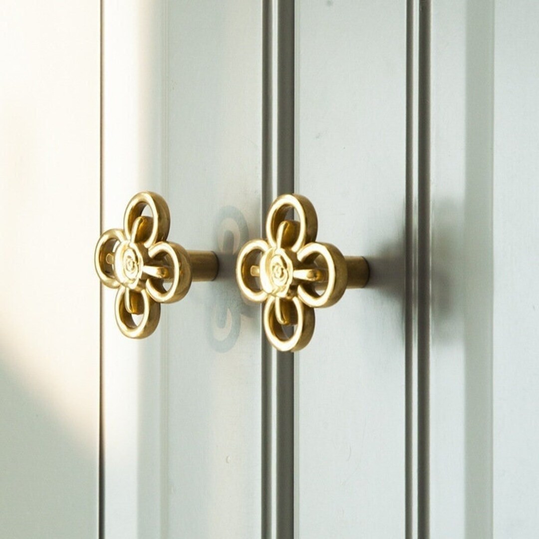 Flower Brass Knobs Kitchen Pulls and Knobs Cabinet Handles Knobs Nordic Style Drawer Knobs Pulls ...
