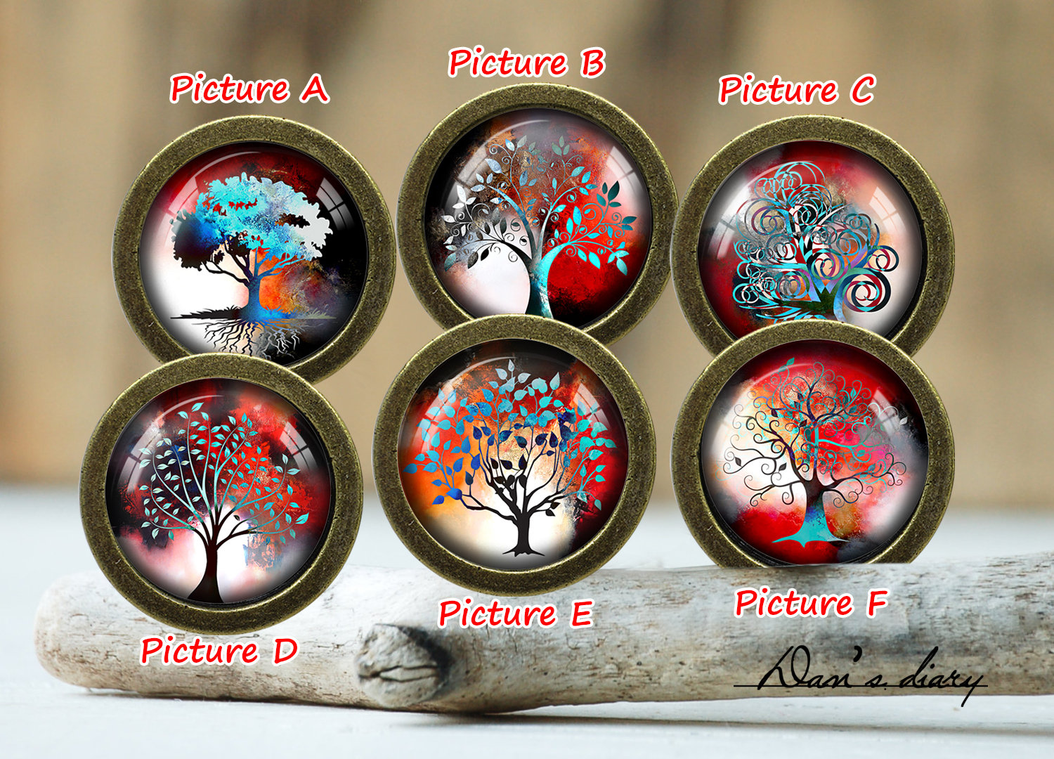 Knobs & Pulls Home & Living Tree of Life Pattern Domed Glass Cabochon ...
