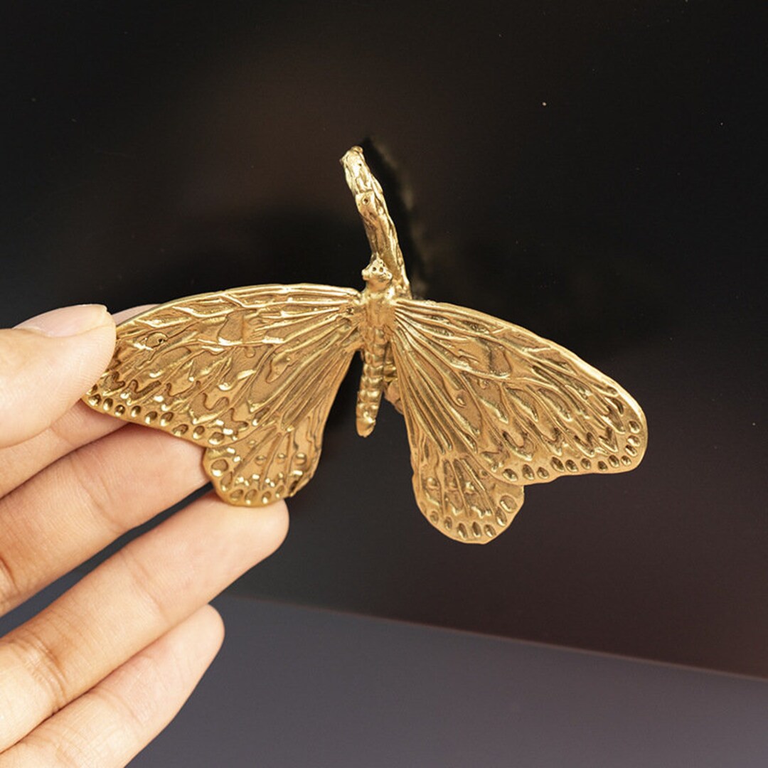 Solid Brass Drawer Knobs Pulls Butterfly Dresser Knobs Kitchen Cabinet Pulls Handle Door Knob ...