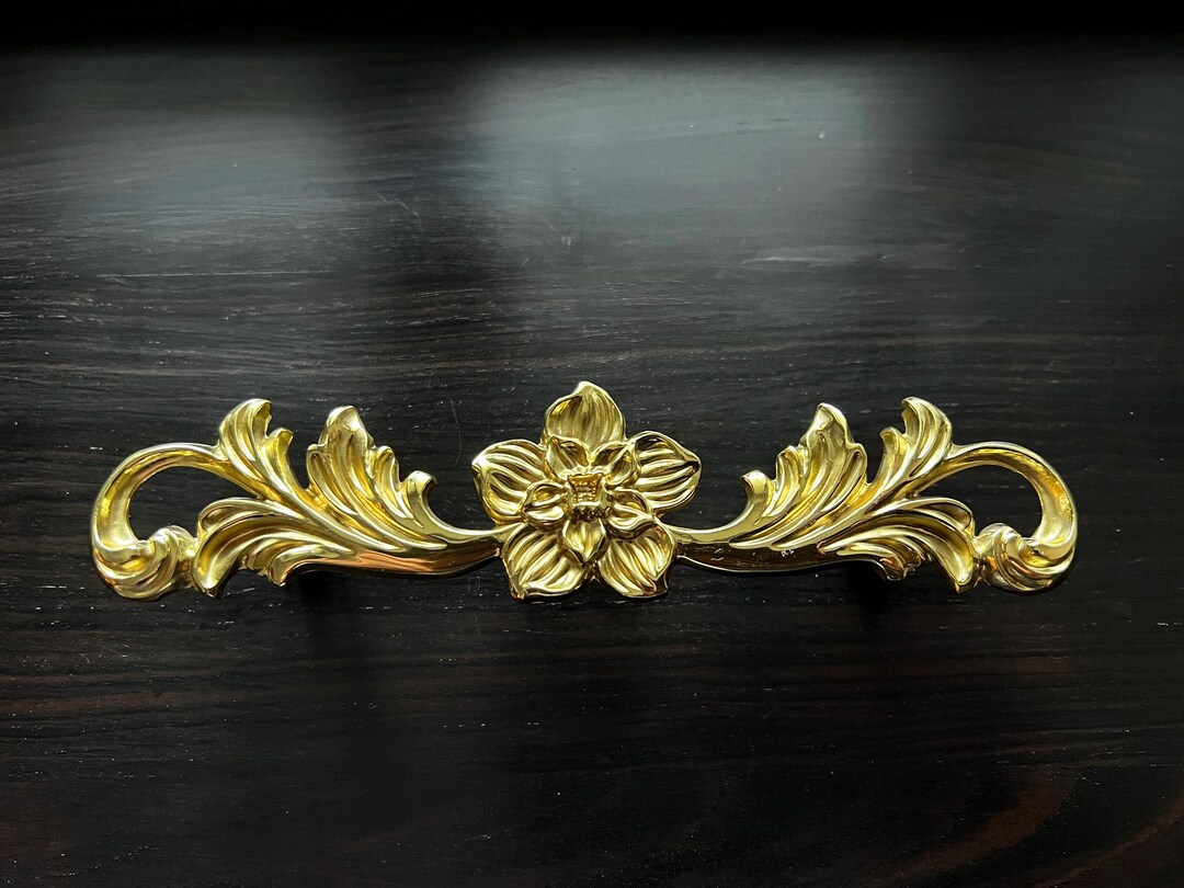 Floral Brass Drawer Pull Handle: Classic Cabinet Hardware - Etsy