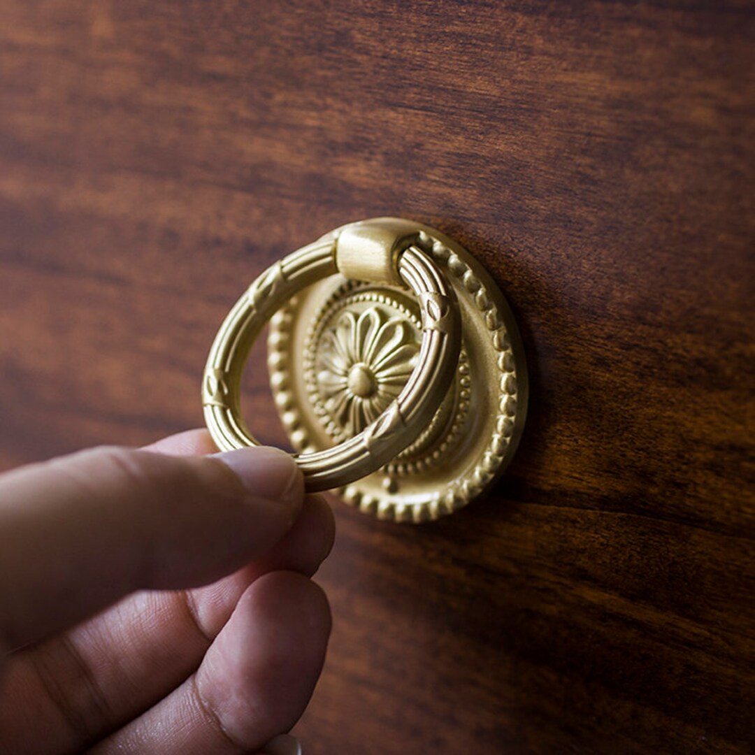 Brass Drop Ring Pull Drawer Pulls Cabinet Pulls Dresser Pulls Closet ...