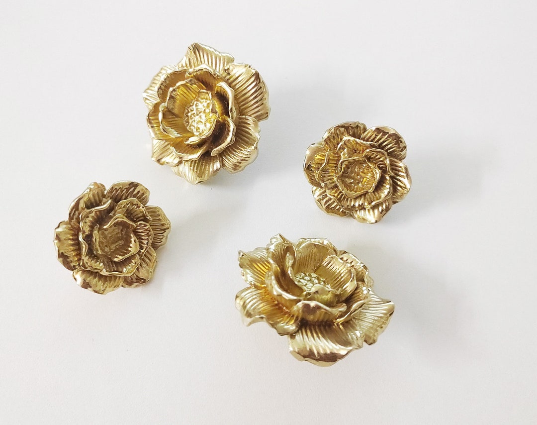 Flower Brass Knobs Kitchen Pulls and Knobs Cabinet Handles Knobs Nordic Style Drawer Knobs Pulls ...