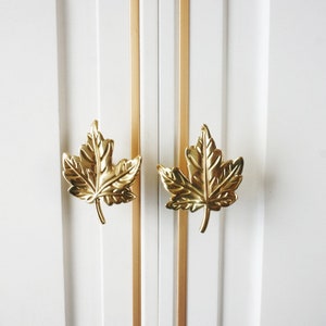 Solid Brass Leaf Knobs Cabinet Pull Knobs Gold Leaves Dresser - Etsy
