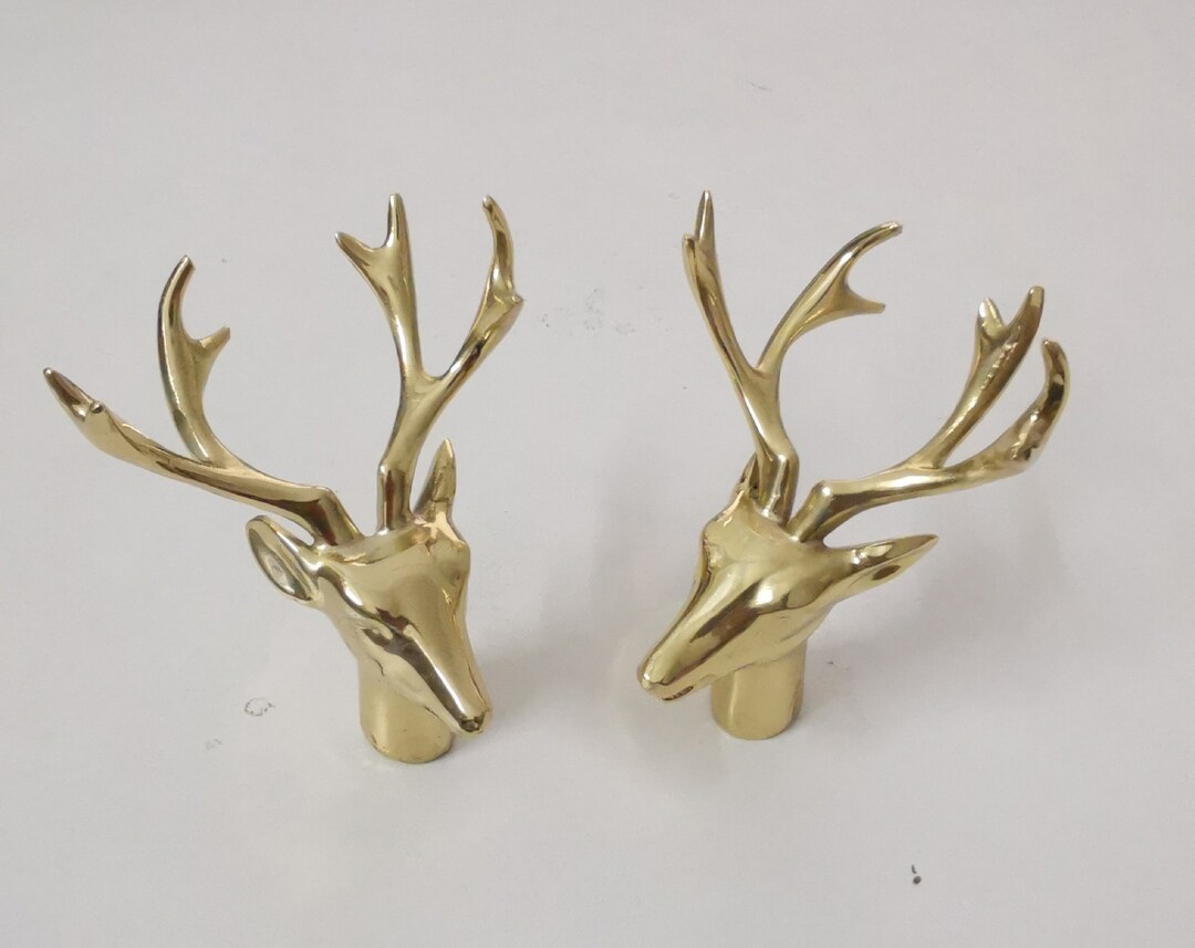 Solid Brass Deer Head Knobs Drawer Knobs Pulls Kitchen Cabinet Pulls ...